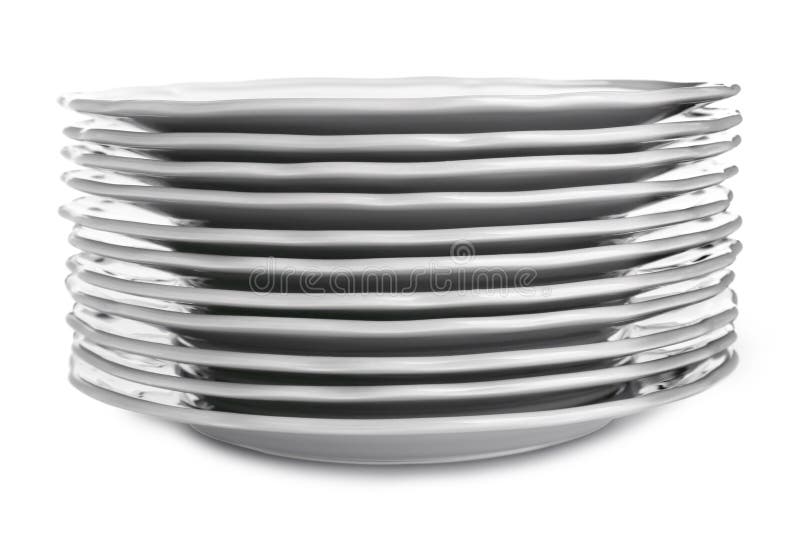 Stack of Ceramic Plates on White Background Stock Photo - Image of ...