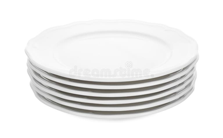 Stack of Ceramic Plates on White Background Stock Photo - Image of ...