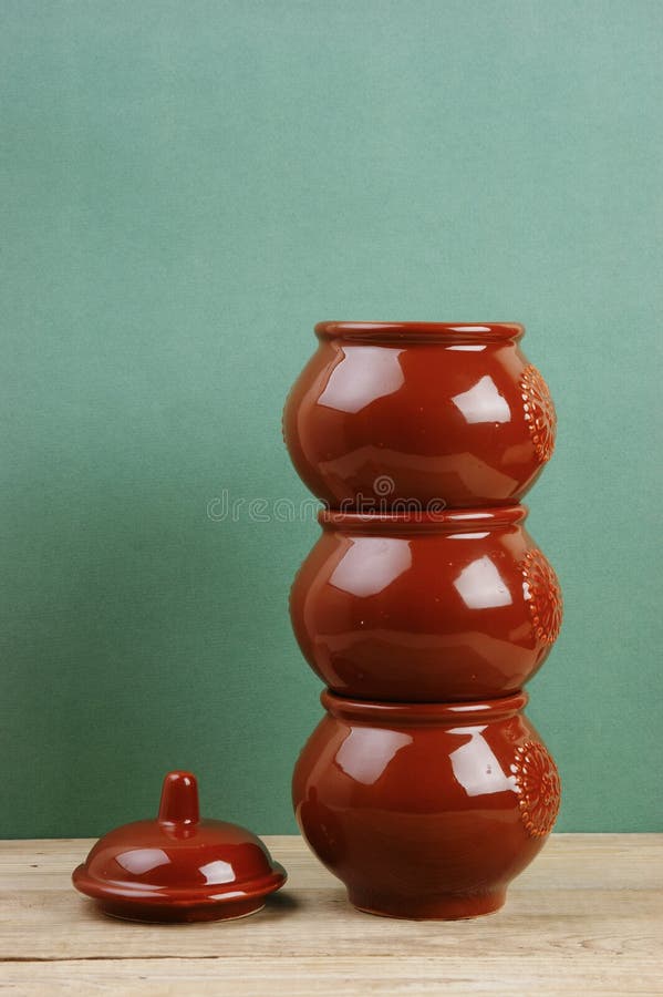 Stack of ceramic pots stock image. Image of food, craft - 142768767