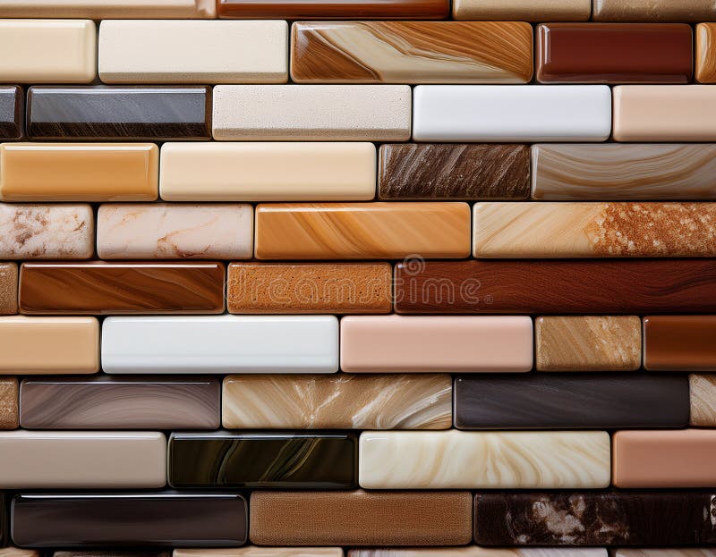 A Stack of Ceramic Tiles in Varying Shades of Earth Tones Arranged ...