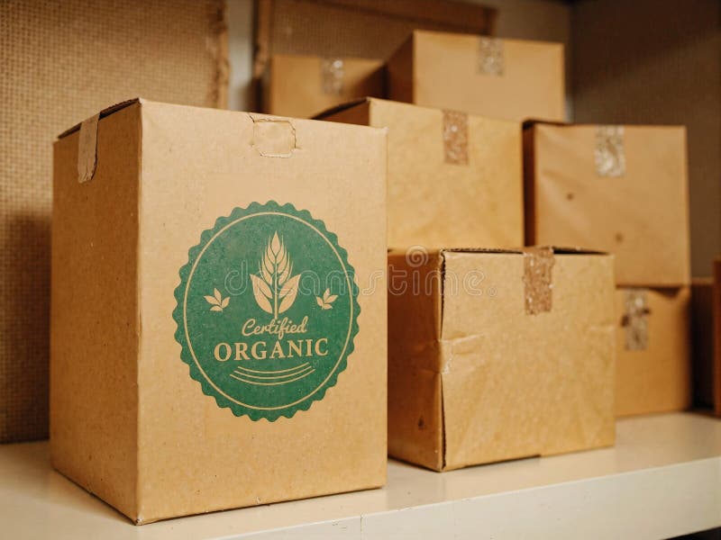 Stack of Certified Organic Cardboard Boxes Stock Illustration ...