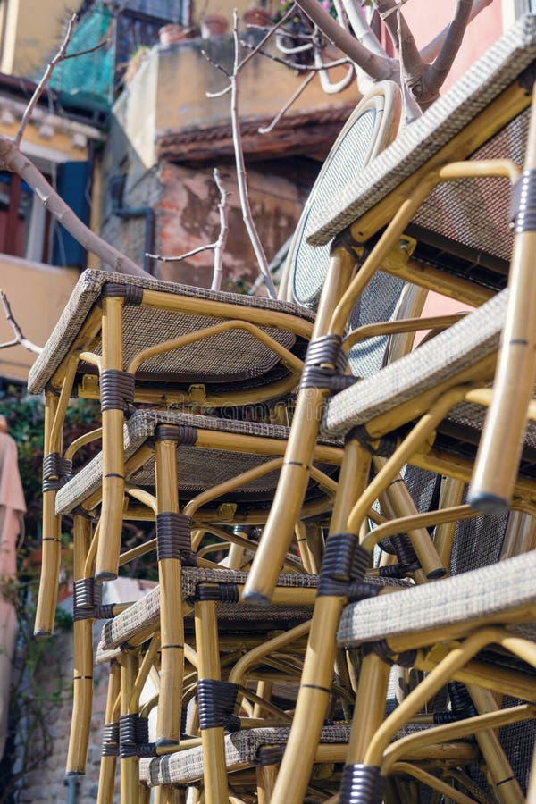Stack of chairs stock photo. Image of equipment, retro - 160165348