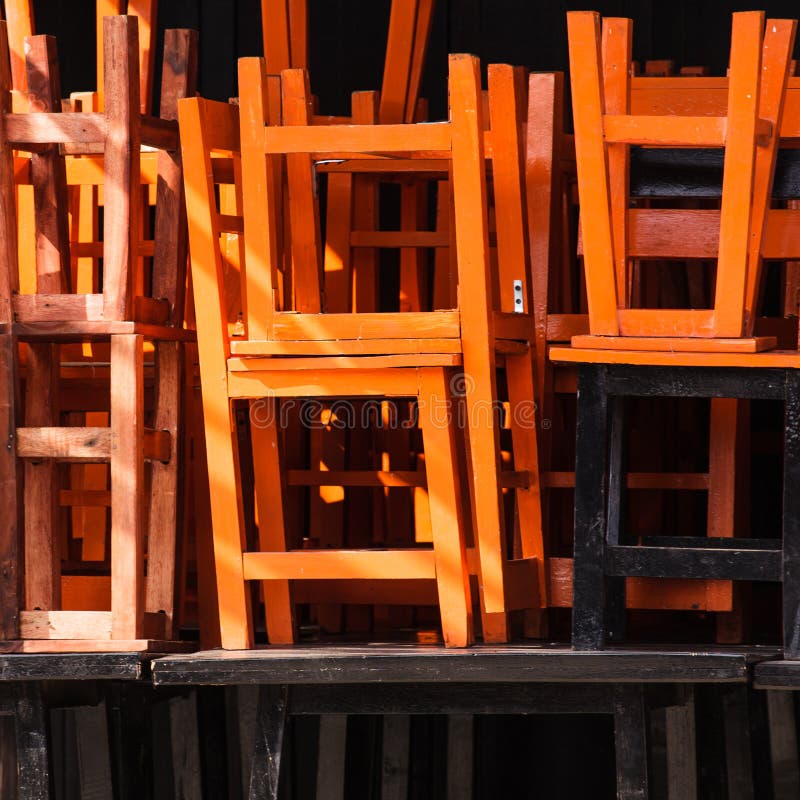 Stack of chairs stock image. Image of summer, restaurant - 39297957