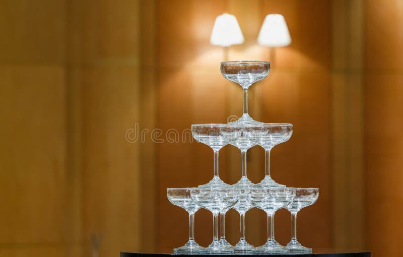 Stack of champagne glasses stock image. Image of catering - 37259559