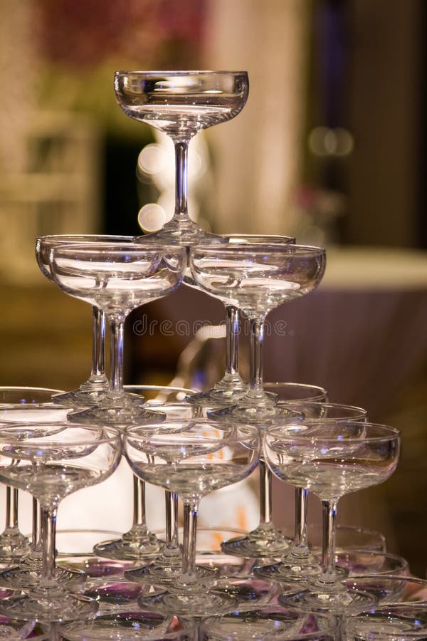 Stack of champagne glasses stock photo. Image of event - 65336576