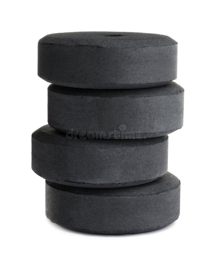 Stack of Charcoal Rings for Hookah on White Background Stock Image ...