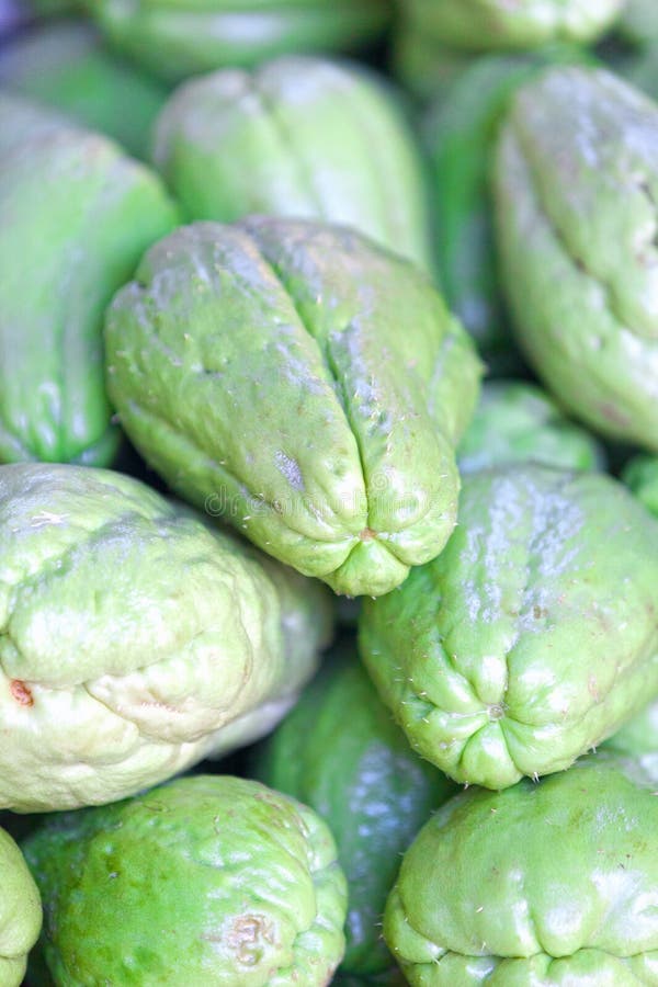 Stack of Chayotes on a Market Stall Stock Image - Image of edule ...