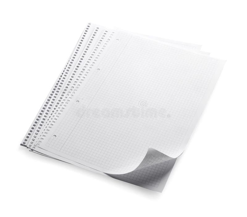 Stack of Checkered Paper Sheets on White Background Stock Image - Image ...