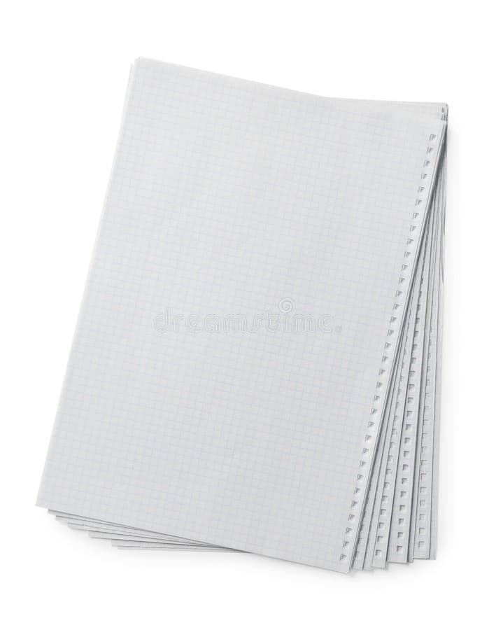 Stack of Checkered Paper Sheets on White Background, Top View Stock ...