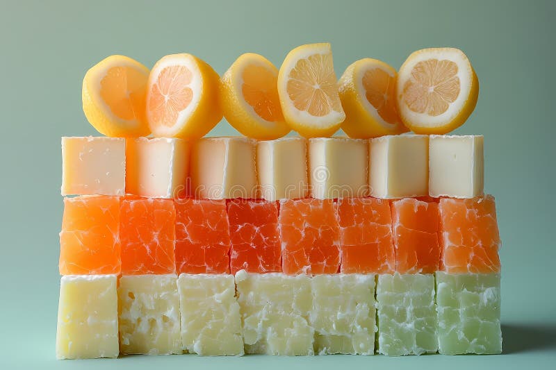 A Stack of Cheese Blocks in Different Colors and Shapes, Arranged To ...