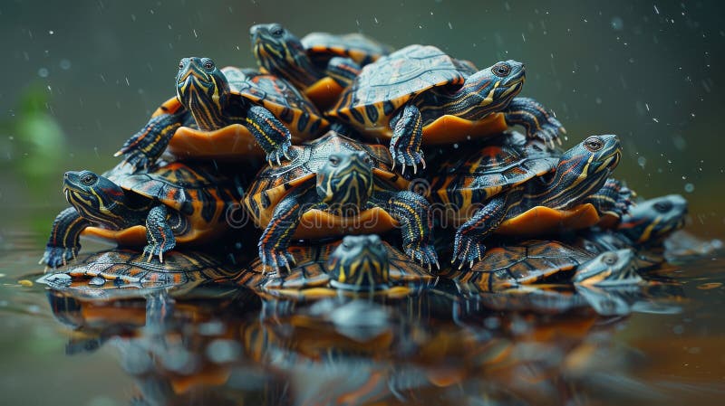A Group of Turtles are Stacked on Top of Each Other Stock Illustration ...