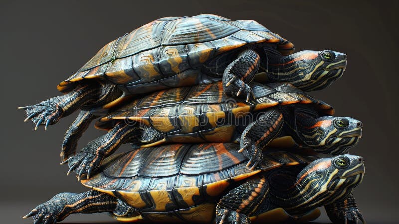 A Group of Turtles are Stacked on Top of Each Other Stock Illustration ...