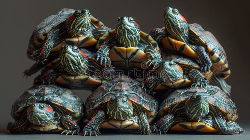 A Group of Turtles are Stacked on Top of Each Other Stock Illustration ...