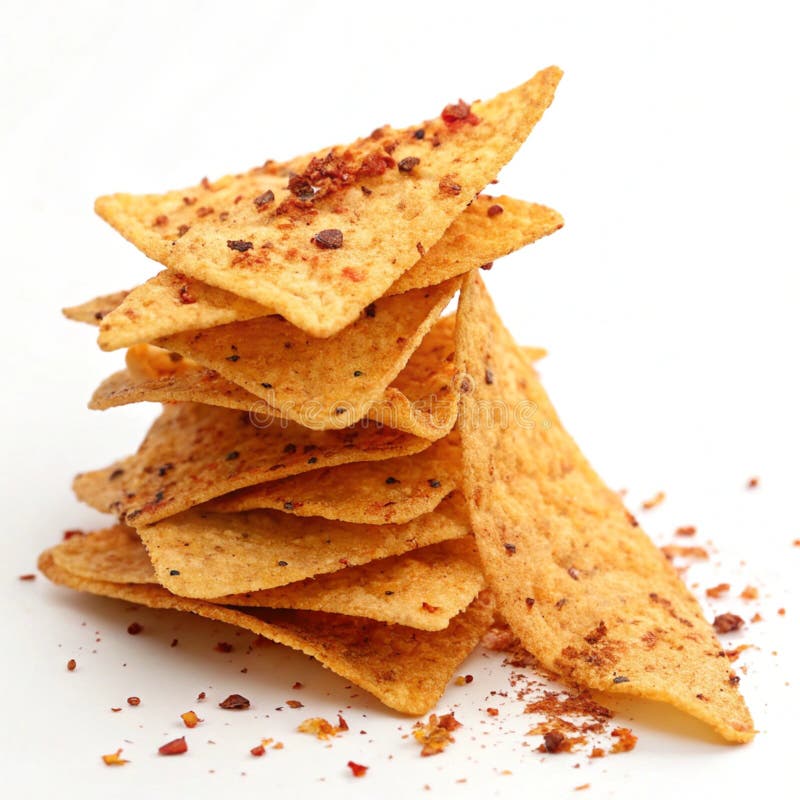 Stack of Chili Tortilla Chips Isolated on White Background Stock ...