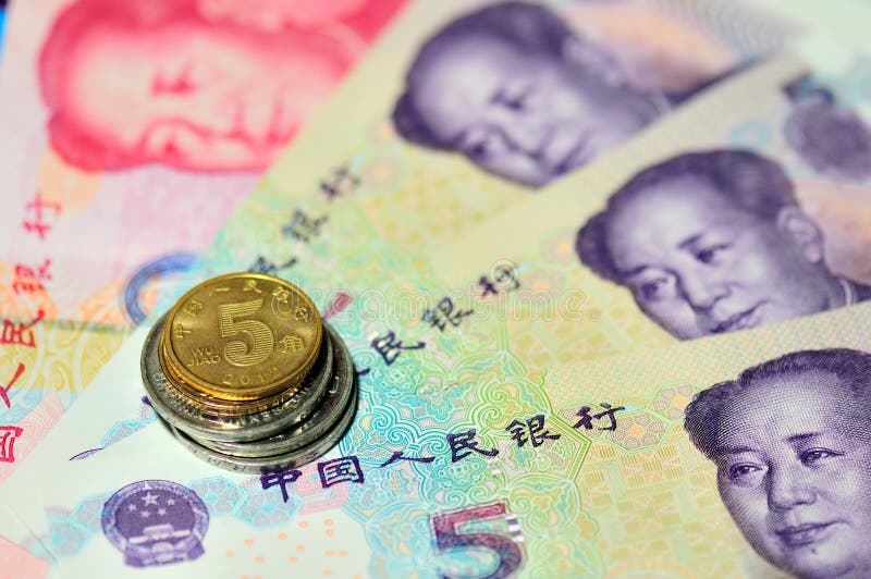 Chinese coins on banknotes stock image. Image of finance - 29947555