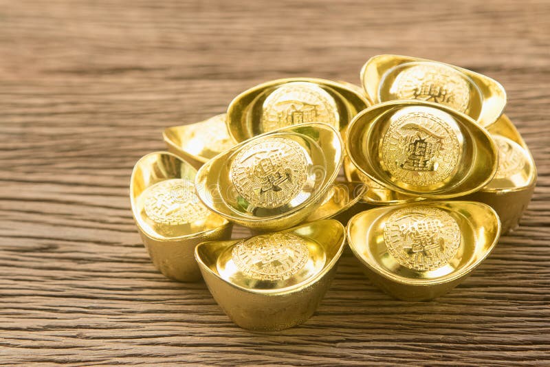 Stack Of Chinese Gold Ingots Stock Image - Image of chinese, nuggets ...