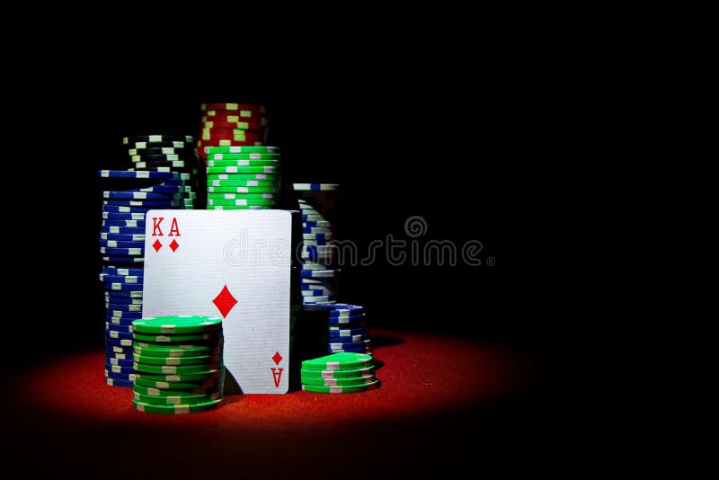 Stack of Chips with Cards Red Ace and King Stock Image - Image of ...