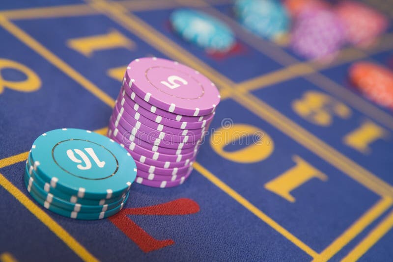 Stack of Chips on Roulette Table Stock Image - Image of tokens, table ...