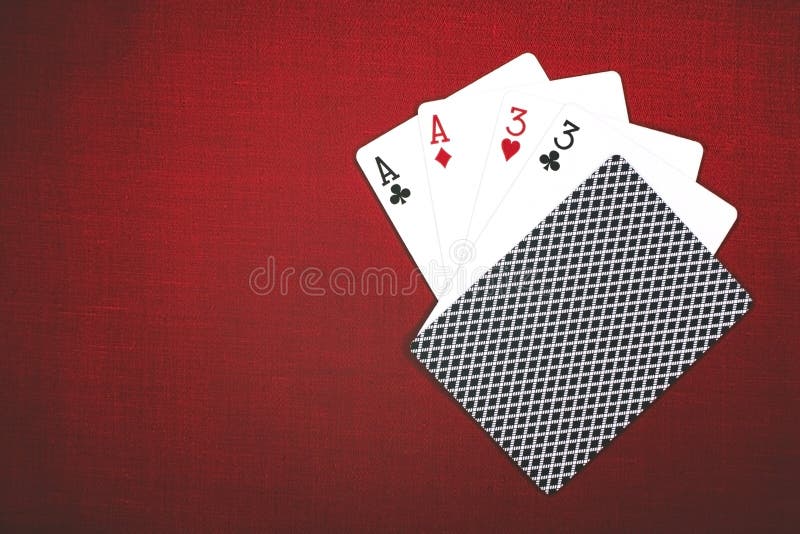 Stack of Chips and Two Aces on a Red Poker Table Stock Photo - Image of ...