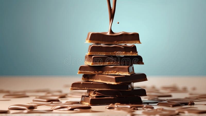 Stack of a Chocolate Bar on Blue Background Stock Illustration ...