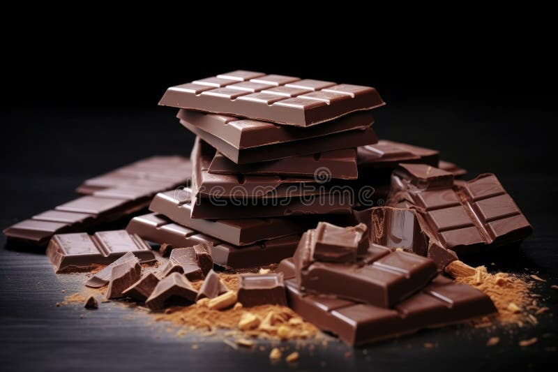 Stack of Chocolate Bars on a Black Table Stock Photo - Image of sweet ...