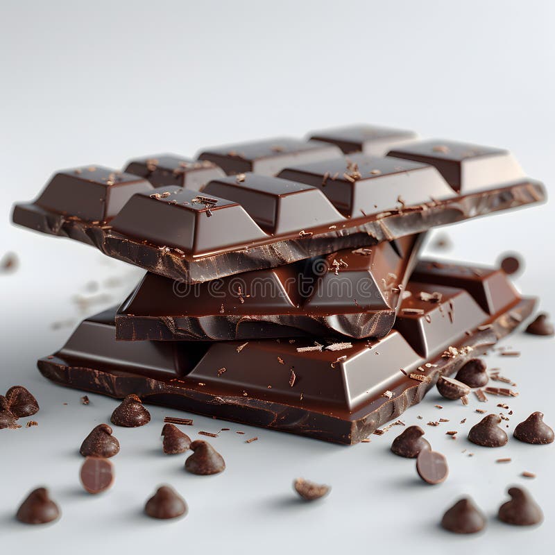 Stack of Chocolate Bars with Cocoa Solids and Chips, a Delicious Treat ...