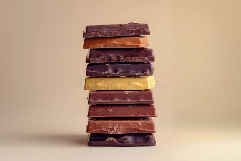 A Stack of Chocolate Bars Stacked on Top of Each Other Stock Photo ...