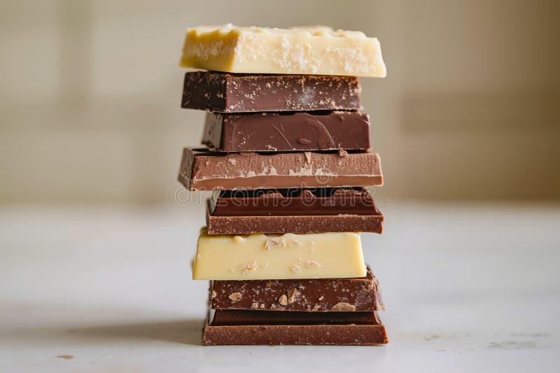 A Stack of Chocolate Bars Stacked on Top of Each Other Stock Photo ...