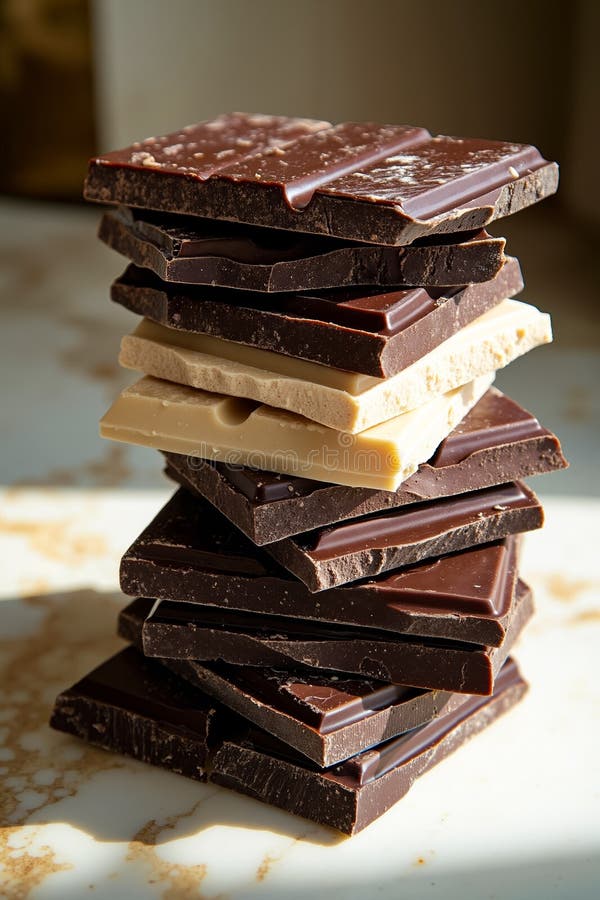A Stack of Chocolate Bars Stacked on Top of Each Other Stock Image ...