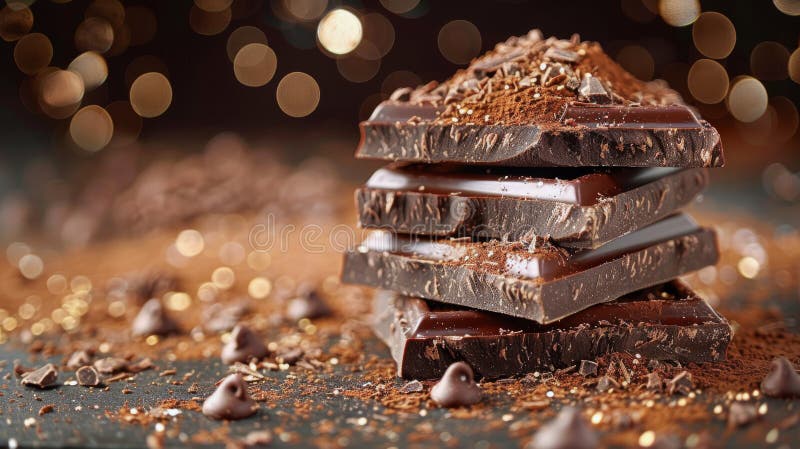 Stack of Chocolate Bars on Table Stock Photo - Image of wooden ...