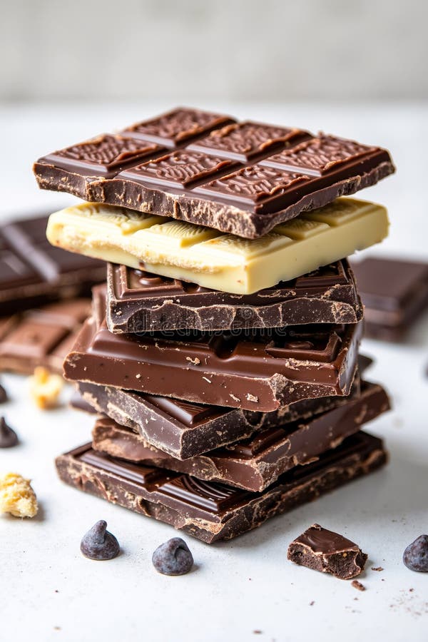 A Stack of Chocolate Bars with White Chocolate and Chocolate Chips ...