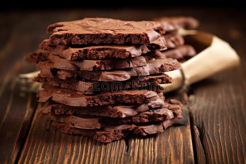 Stack of Chocolate Biscuits Ready for Packaging Stock Image - Image of ...