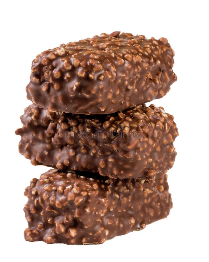 Stack of Chocolate Candy with Nuts Isolated on White Background Stock ...