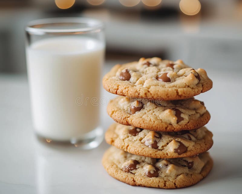 A Stack of Chocolate Chip Cookies, Fresh from the Oven, Alongside a ...