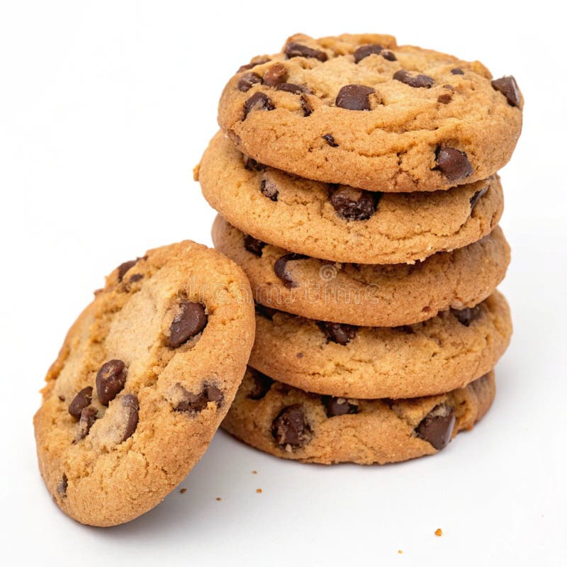 Stack of Chocolate Chip Cookies Isolated on White Background Stock ...