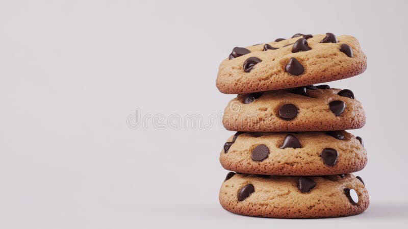 Stack of Chocolate Chip Cookies Isolated on White Background Stock ...