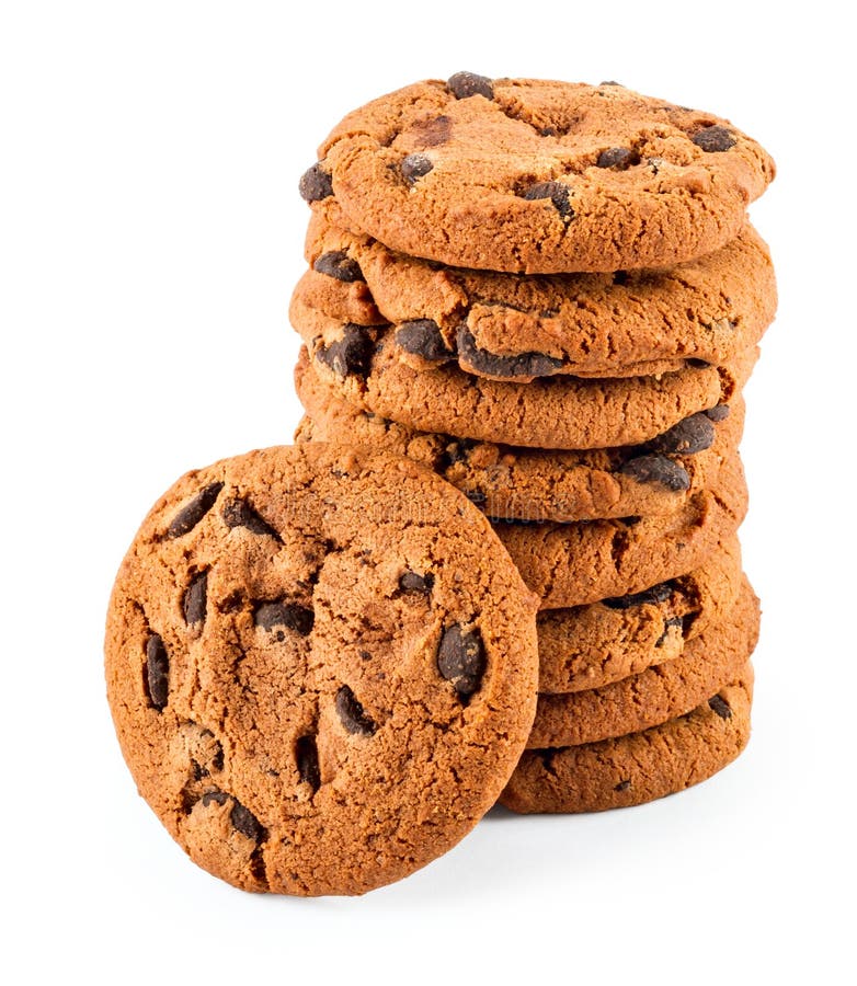 Stack of Chocolate Chip Cookies Isolated on White Stock Image - Image ...