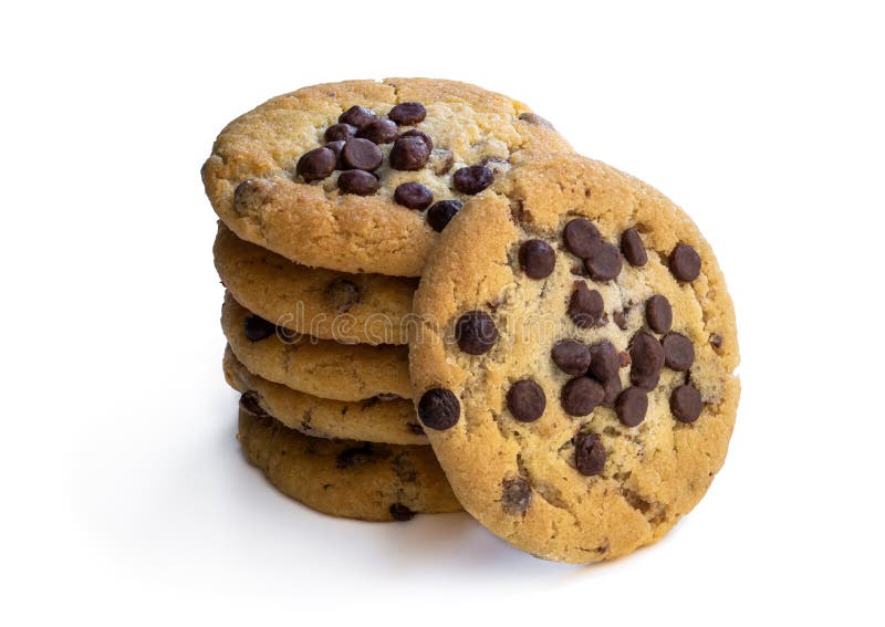 Stack of Chocolate Chip Cookies Isolated on White Stock Image - Image ...