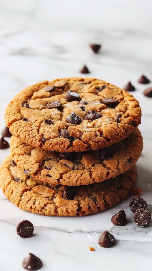 A Stack of Chocolate Chip Cookies on a Marble Counter, AI Stock Photo ...