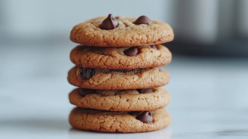 Stack of Chocolate Chip Cookies on Marble Surface Stock Illustration ...