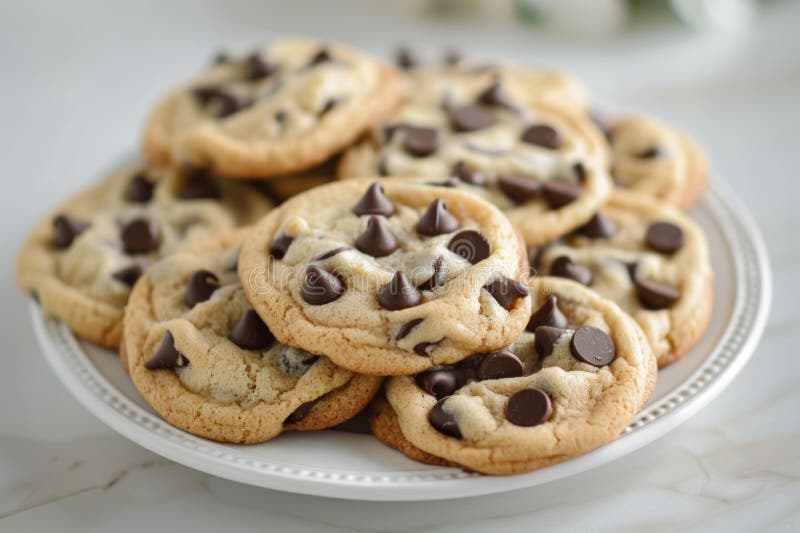 Stack Chocolate Chip Cookies Marble Table Neural Network Ai Generated ...