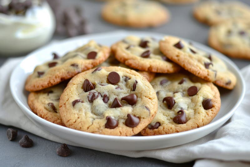 Stack of Chocolate Chip Cookies on Marble Table. Neural Network AI ...