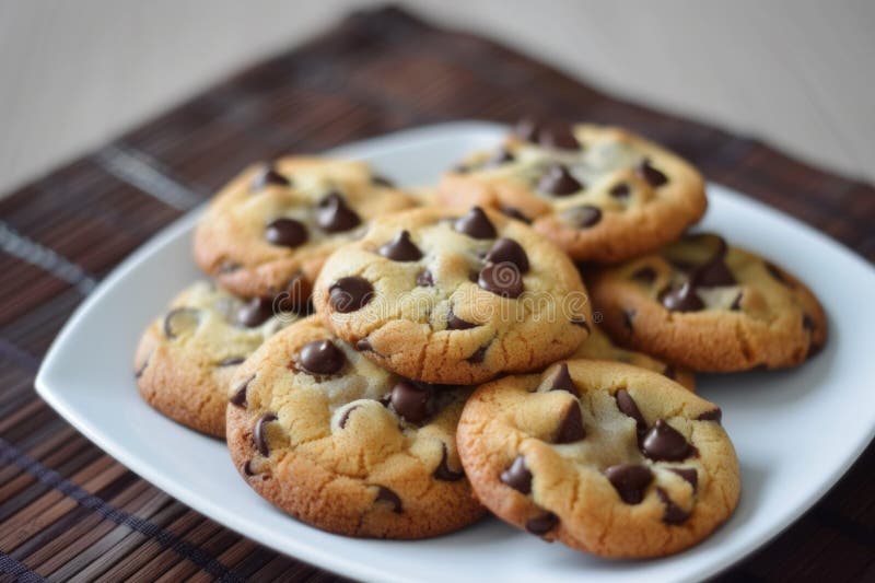 Stack of Chocolate Chip Cookies on Marble Table. Neural Network AI ...