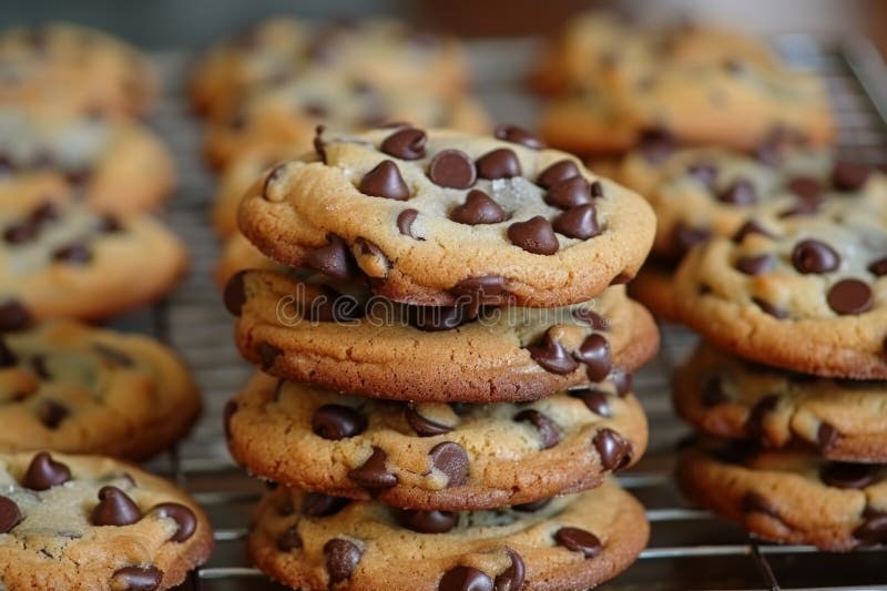 Stack of Chocolate Chip Cookies on Marble Table. Neural Network AI ...