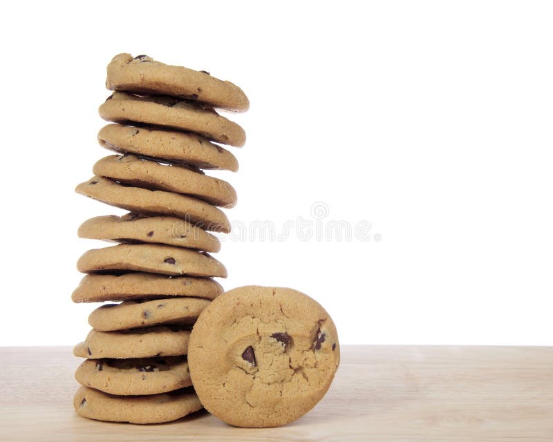 Stack of 12 Chocolate Chip Cookies with One Cookie Next To it Stock ...