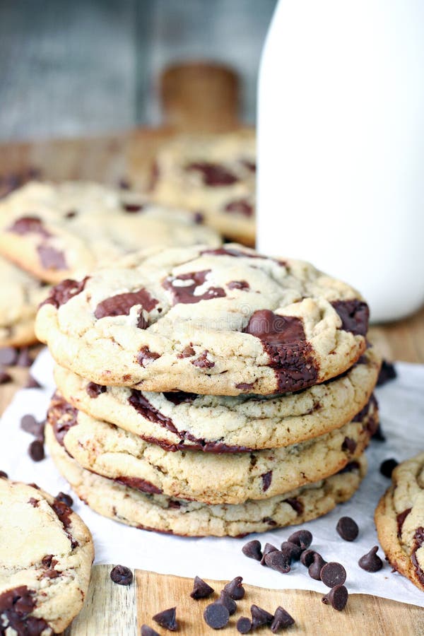 Stack of Chocolate Chip Cookies Stock Photo - Image of food, cooking ...