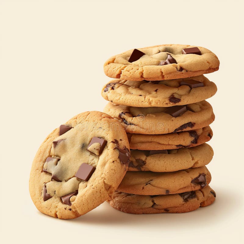 Stack of Chocolate Chip Cookies Stock Photo - Image of baked, food ...
