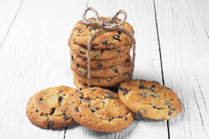 Stack of Chocolate Chip Cookies Stock Photo - Image of delicious ...