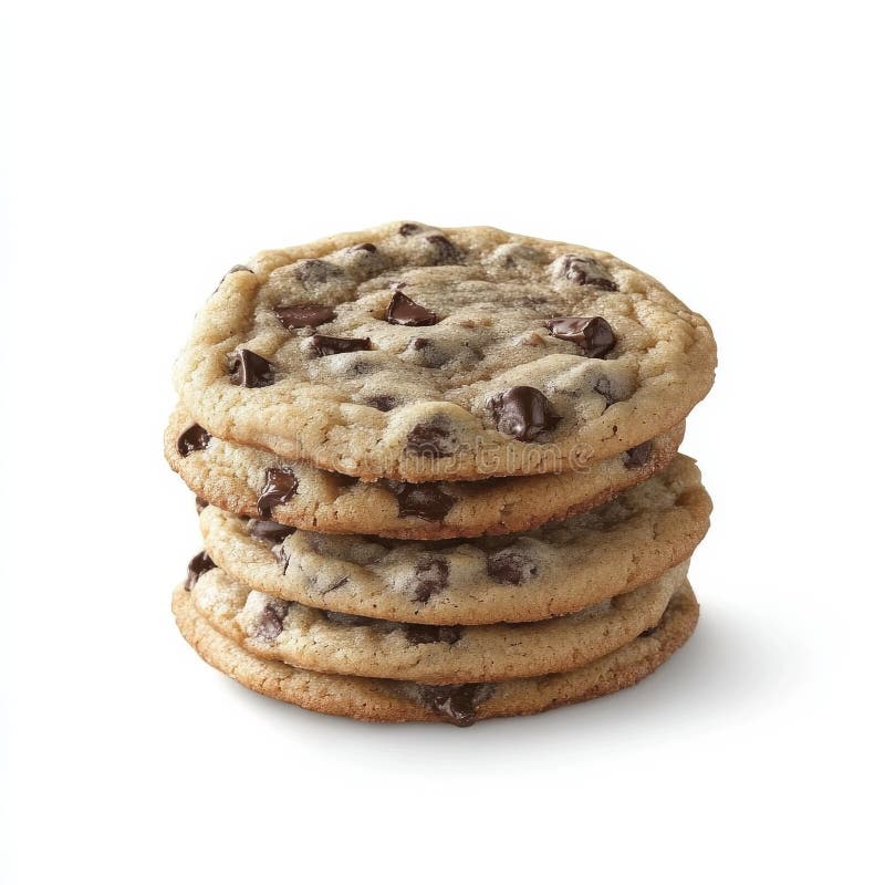 A Stack of Chocolate Chip Cookies with Visible Chocolate Chunks, Stock ...