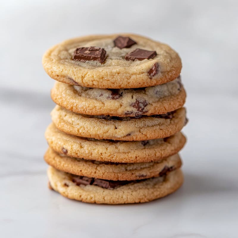 A Stack of Chocolate Chip Cookies with Visible Chocolate Chunks, Stock ...